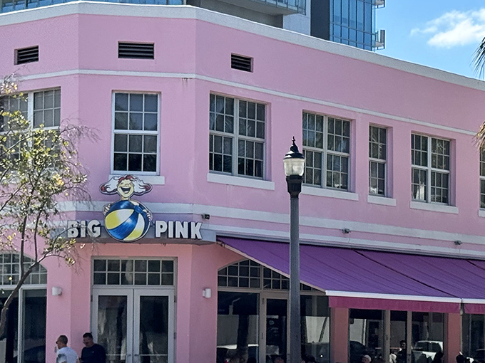 The sign says it all: Big Pink isn't just a name, it's a promise of larger-than-life dining experiences where South Beach meets comfort food.