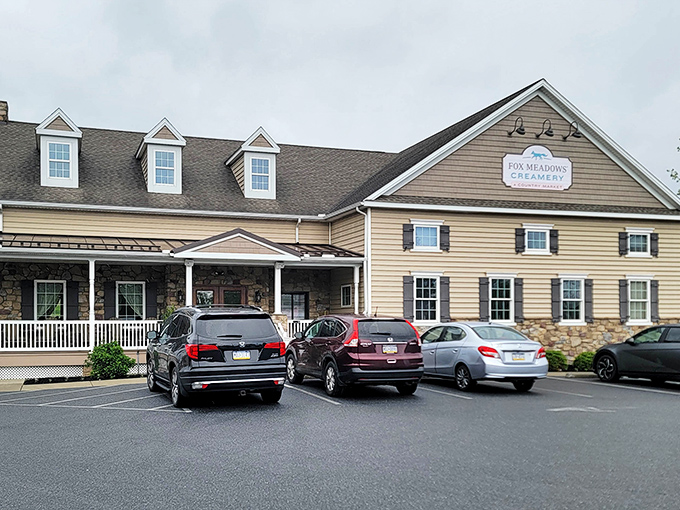 Another angle reveals the welcoming porch and stone foundation of this ice cream haven, where calories don't count and diet plans go to die.