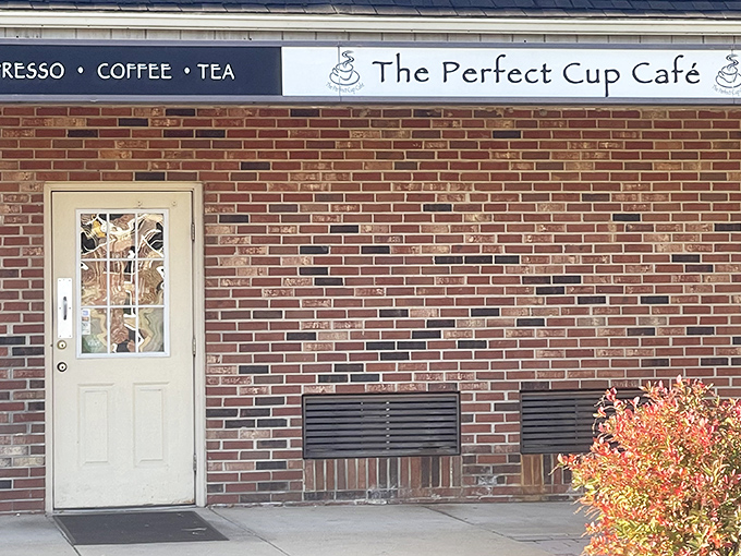 A simple storefront with a meaningful name&mdash;The Perfect Cup isn't just a caf&eacute;, it's a promise delivered with every steaming mug that passes through that door.