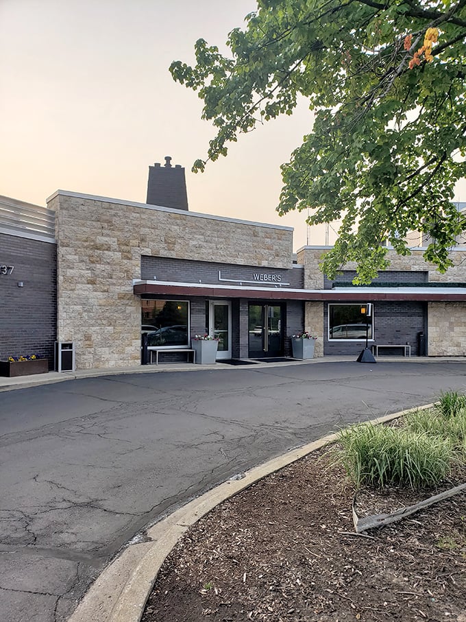 Weber's stone facade stands like a culinary lighthouse on Jackson Road, beckoning hungry travelers with promises of prime rib perfection ahead.