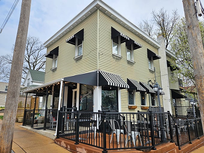 The Piccadilly's cheerful yellow facade and striped awnings beckon like a grandmother's warm embrace on a Sunday afternoon.