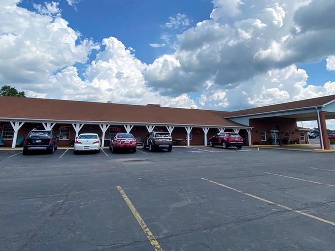 Where Amish tradition meets hungry travelers &ndash; this unassuming exterior houses culinary treasures that keep the parking lot full.