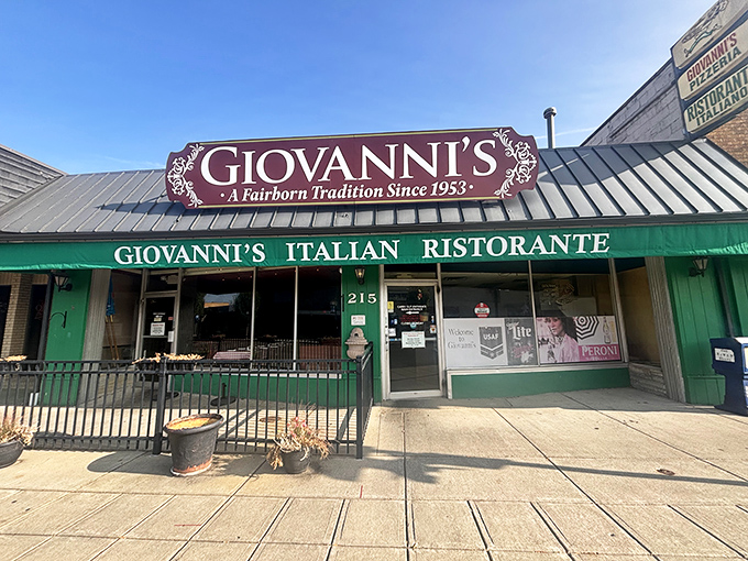 The green awning and burgundy sign of Giovanni's have welcomed hungry Fairborn locals since 1953. A neighborhood landmark that promises Italian comfort inside.