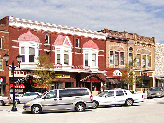 Historic brick buildings with distinctive red domes line Monroe's downtown, preserving the architectural character that gives this affordable gem its unique personality.
