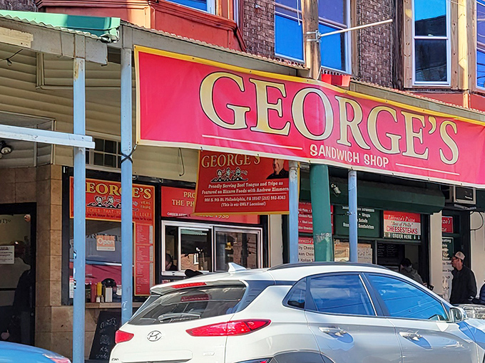 George's bold storefront stands out against Philadelphia's brick backdrop like a culinary exclamation point in the Italian Market district.
