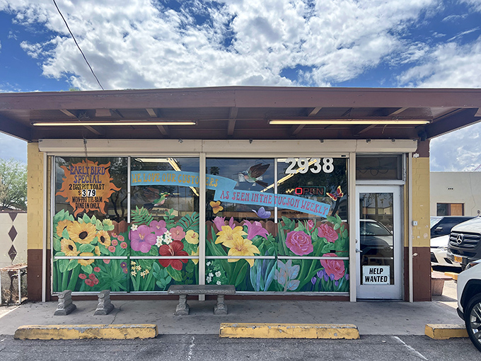 Flowers bloom year-round at Bobo's, where the hand-painted window murals are as colorful as the personalities you'll meet inside. Desert dining with artistic flair!