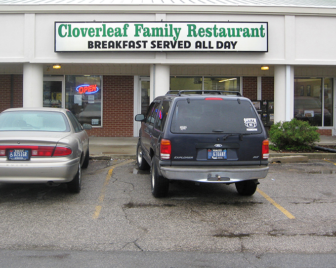 The unassuming storefront of Cloverleaf Family Restaurant promises what every great diner should: "BREAKFAST SERVED ALL DAY" &ndash; the five most beautiful words in the English language.
