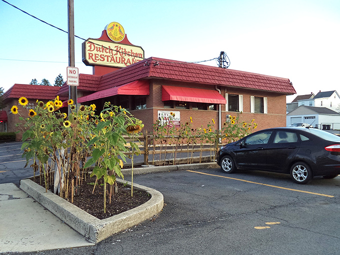 Sunflowers greet visitors outside this unassuming roadside gem, proving that sometimes the best meals hide in plain sight along Pennsylvania highways.