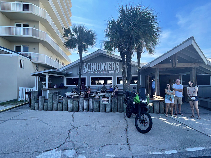Where high-rises meet low-key vibes – Schooners stands proudly as Panama City Beach's last local holdout against the march of cookie-cutter tourism.