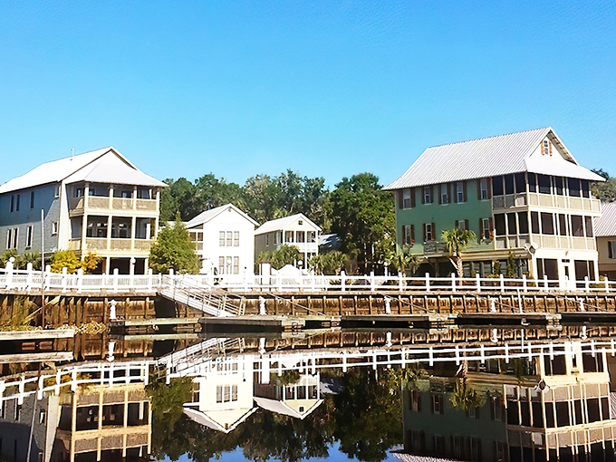 Waterfront living gets a colorful upgrade with these pastel-painted homes that look like a beach town fairy tale.