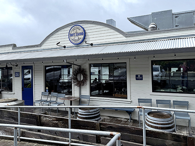 Tony's Seafood's charming waterfront facade welcomes hungry visitors with the promise of fresh-caught delights and maritime memories.