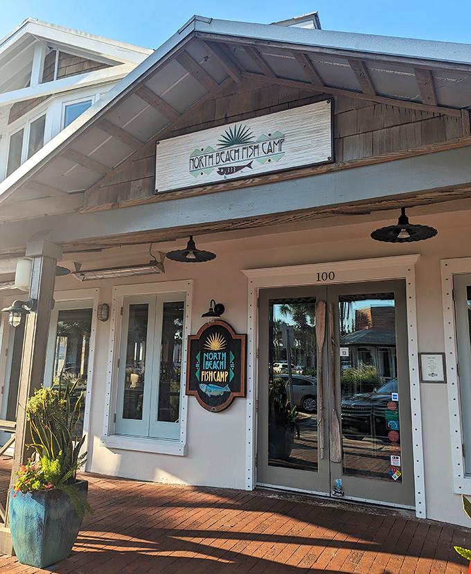 The coastal charm of North Beach Fish Camp beckons from its weathered wood exterior&mdash;like that beach house you've always dreamed of owning but with better food. 