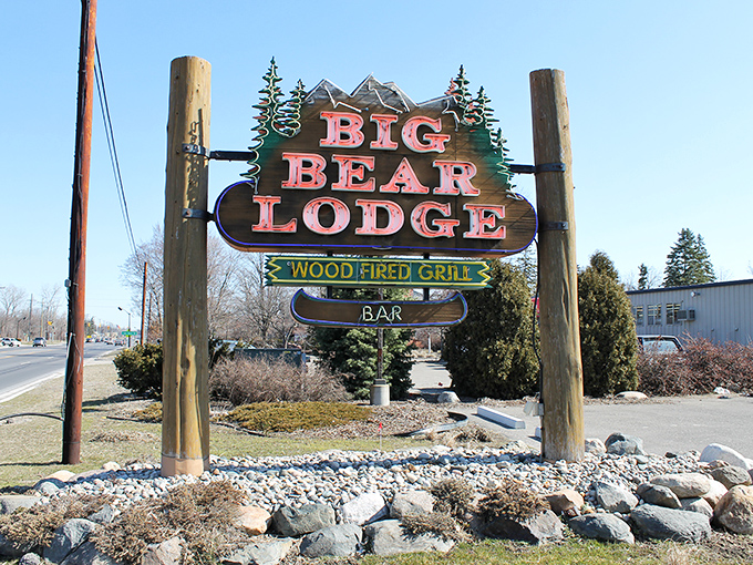 This rustic lodge exterior promises comfort food adventures that your cardiologist doesn't need to know about.