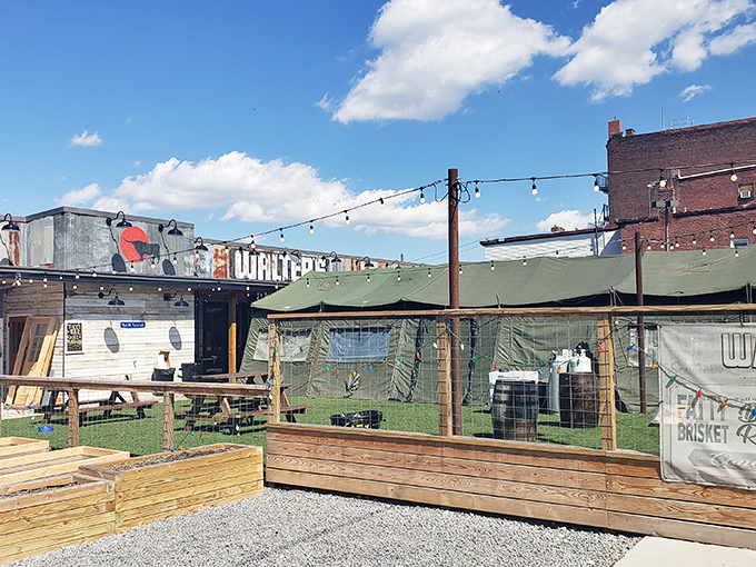 Your barbecue destiny awaits behind these doors in Lawrenceville, where smoke signals mean dinner's ready.