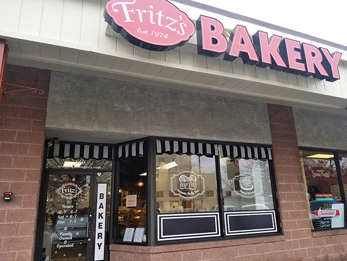 The iconic red and white sign of Fritz's Bakery beckons like a lighthouse for carb enthusiasts. This unassuming storefront houses Pennsylvania's sticky bun royalty.