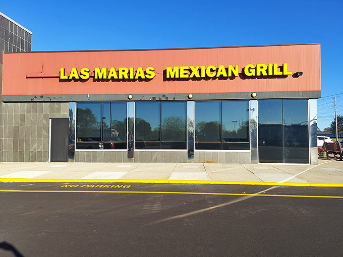 Las Marias Mexican Grill sits proudly on Greenville's main strip, promising culinary adventures behind its vibrant facade.