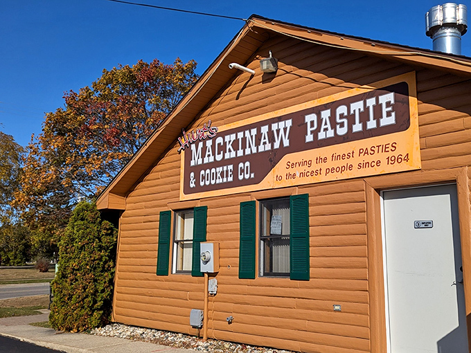 This cozy cabin exterior promises comfort food treasures inside &ndash; and boy, does it deliver on that promise.