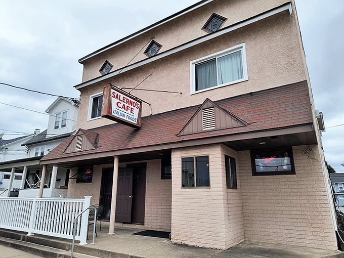 The unassuming exterior of Salerno's Cafe stands as a testament to the old adage: never judge a restaurant by its facade. Culinary treasures await inside.