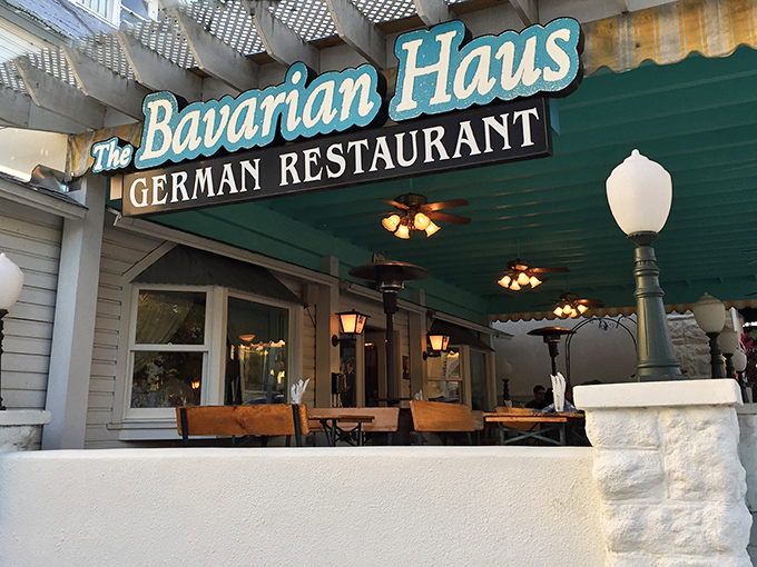 The iconic teal sign welcomes hungry travelers to this slice of Bavaria in Mount Dora &ndash; no passport required!