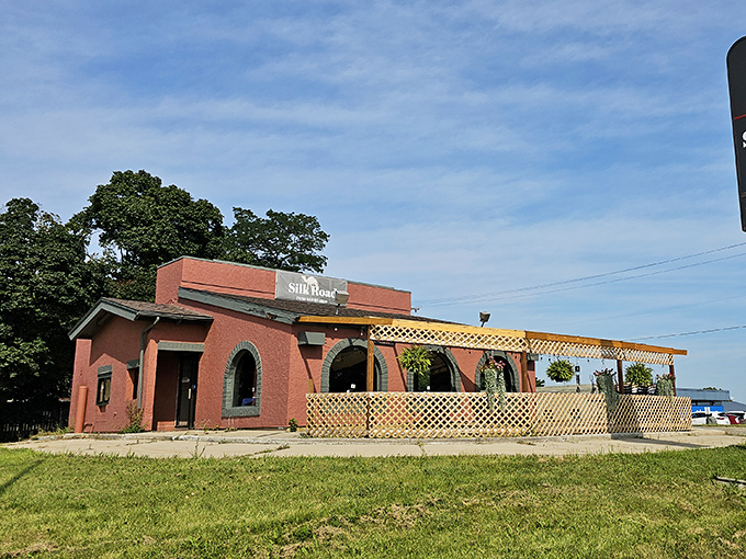 The terracotta-colored exterior with its distinctive arched windows stands like a Middle Eastern mirage in Madison's landscape. Culinary adventure awaits!