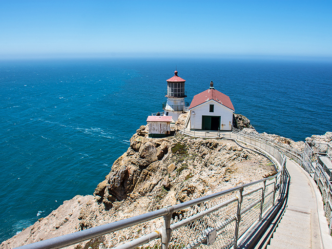 Perched dramatically on the edge of the continent, Point Reyes Lighthouse stands like California's version of a Mediterranean postcard&mdash;minus the crowds and plus the wind.