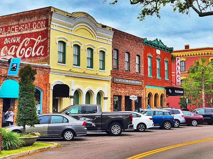 Centre Street's colorful Victorian facades transport you to a time when conversations happened on porches, not phones. The Palace Saloon's vintage Coca-Cola sign adds the perfect nostalgic touch.