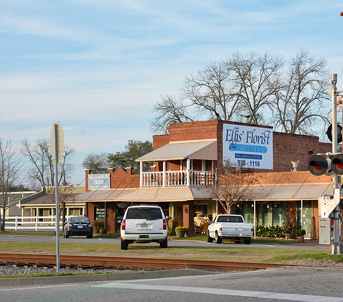 Ellis' Florist stands as a charming sentinel of small-town commerce, where brick facades and friendly service have outlasted countless digital disruptions.