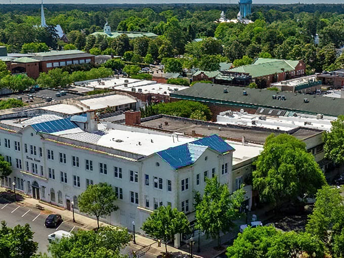 Aiken's historic downtown skyline offers a bird's-eye view of Southern charm where modern life and heritage architecture coexist in perfect harmony.