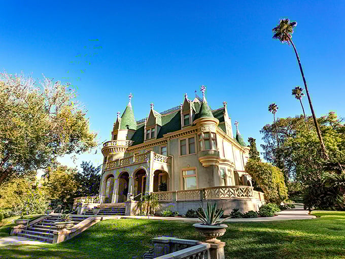 Like a Disney castle that escaped the theme park, Kimberly Crest's turquoise-roofed chateau sits regally among manicured gardens, proving fairytales do exist in Southern California.