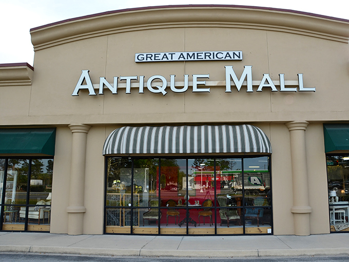 The unassuming exterior of treasure-hunting paradise. Like finding a portal to the past hiding in plain sight at your local strip mall.
