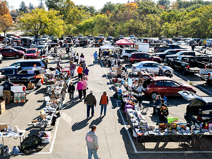 Weekend warriors and treasure hunters unite under pop-up tents, where one person's attic cleanout becomes another's vintage jackpot.