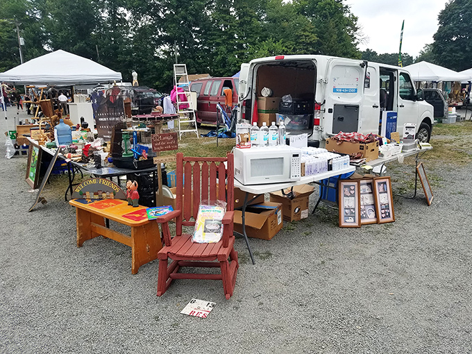 The treasure hunt begins where gravel meets possibility, and every tent holds secrets waiting to be discovered.