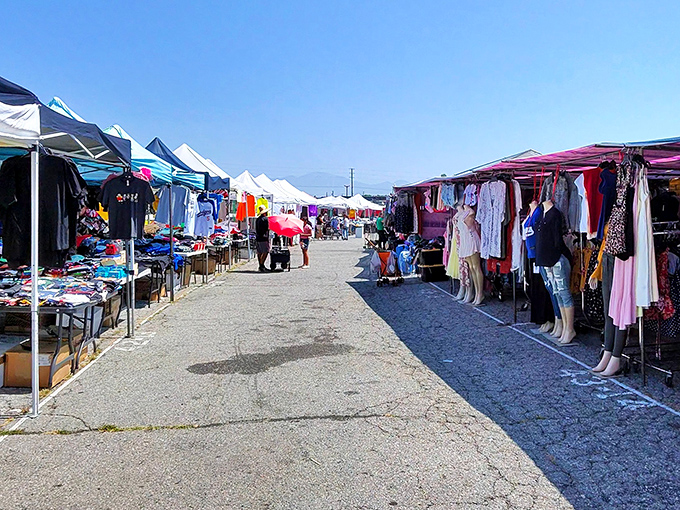 Treasure hunting begins here! Rows of white canopies stretch into the distance, creating the retail equivalent of yellow brick roads leading to bargain wonderlands.