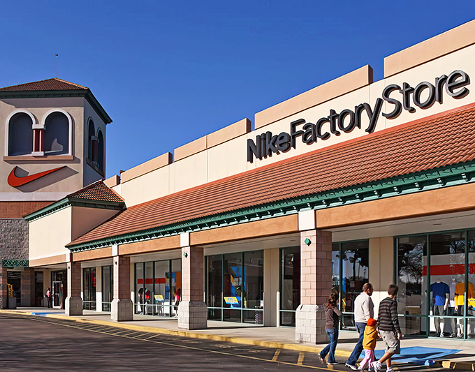 The iconic Nike Factory Store beckons with promises of athletic gear that won't require athletic financial gymnastics to afford.