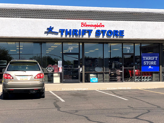The storefront promises treasures within, like a retail version of "The Price is Right" where everyone's a winner and nothing costs more than a nice dinner.