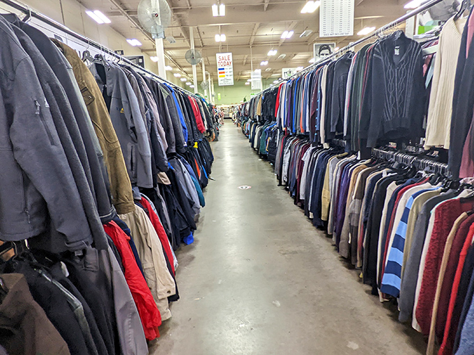 The clothing aisles at Eco Thrift stretch like fashion runways of possibility, where yesterday's trends await their second chance at stardom.