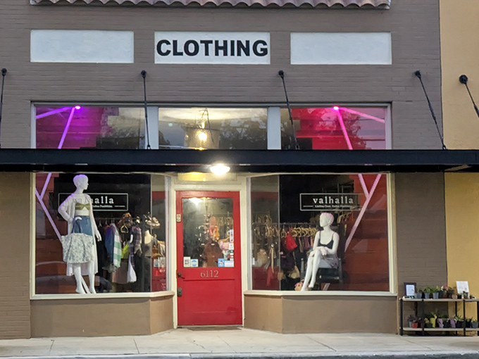 The unassuming storefront with its simple "CLOTHING" sign hides a treasure trove of fashion finds that would make any bargain hunter's heart skip a beat.
