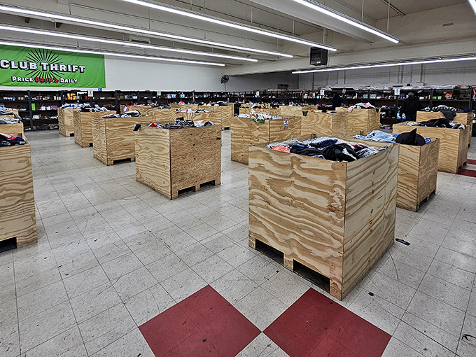 Wooden bins as far as the eye can see&mdash;like archaeological digs where the treasures come with price tags instead of museum placards.
