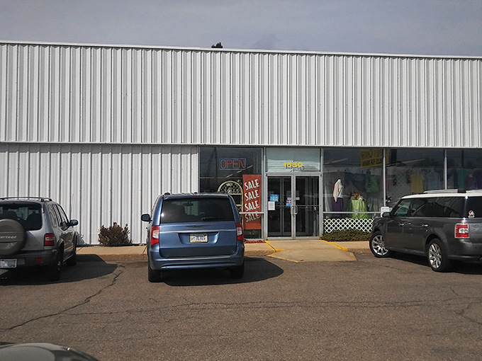 The unassuming exterior of Legacy Thrift hides a wonderland within, like finding a treasure chest disguised as an ordinary box. Adventure awaits behind those doors!