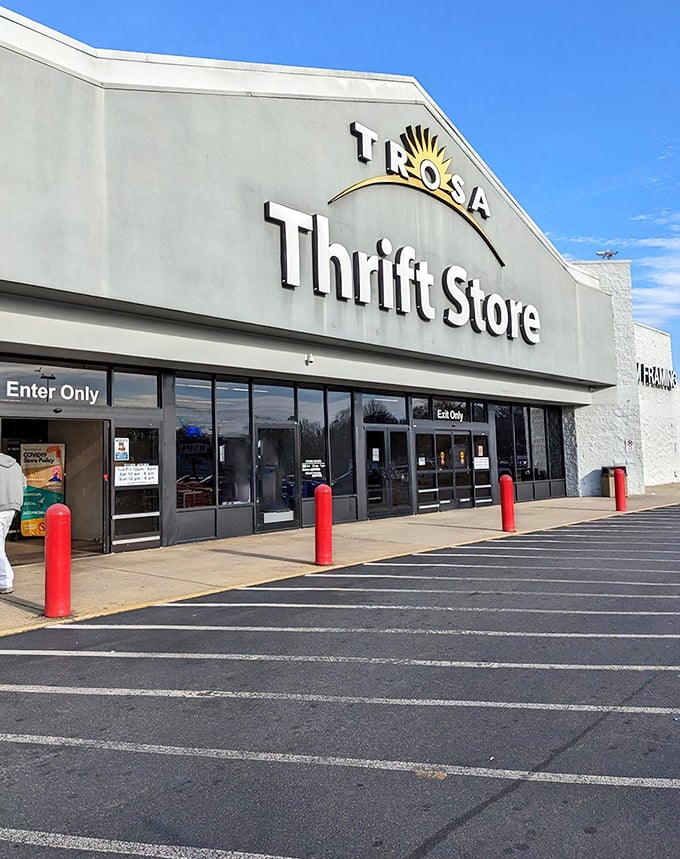 The unassuming exterior of TROSA Thrift Store belies the treasure trove waiting inside. Like a retail TARDIS, it's bigger on the inside than physics should allow.