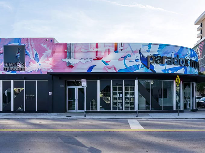 The vibrant exterior of Paradox Museum Miami stands out even in colorful Wynwood, promising mind-bending adventures inside that'll make your brain do gymnastics.