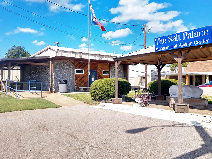 Welcome to the Salt Palace! Where else can you find a building that's both a museum and potentially a giant seasoning shaker for Texas-sized meals?