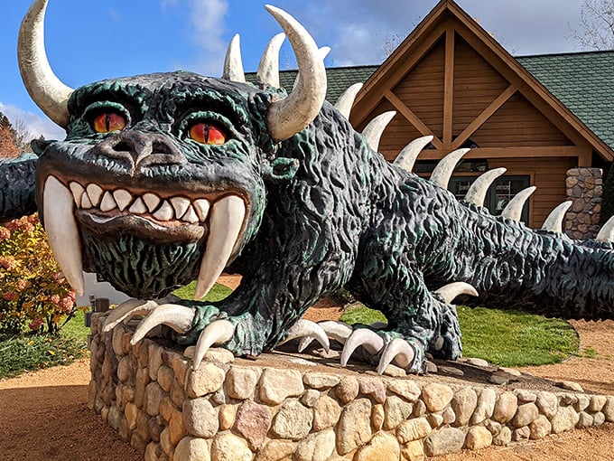 Meet Wisconsin's most photogenic monster - those glowing eyes and razor-sharp grin make every selfie absolutely legendary.