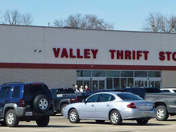 A busy day at Valley Thrift, where the parking lot tells the story&mdash;full of hopeful hunters ready to discover treasures someone else no longer needed.