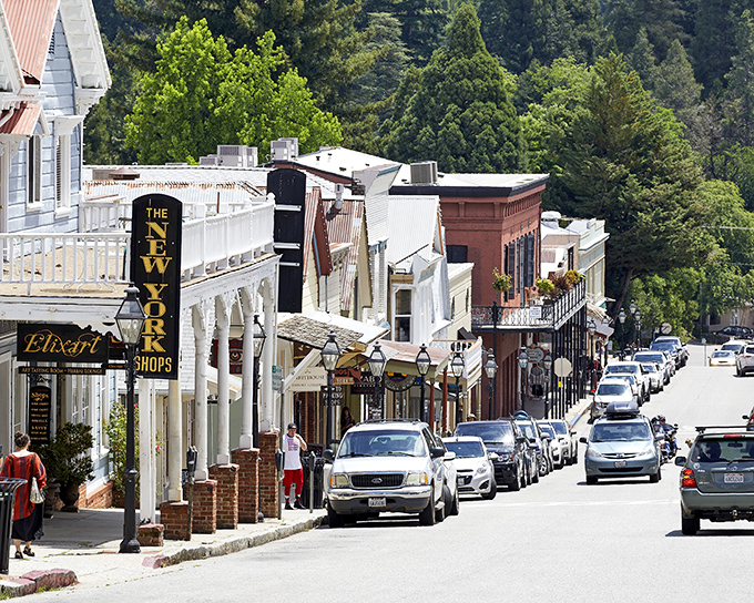 Broad Street beckons with its Victorian charm, where Gold Rush history meets small-town hospitality beneath a canopy of Sierra pines.