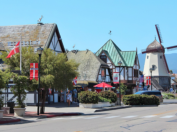 Flags flutter above Solvang's pedestrian-friendly streets, where every building seems to be auditioning for a role in Hans Christian Andersen's next fairytale.