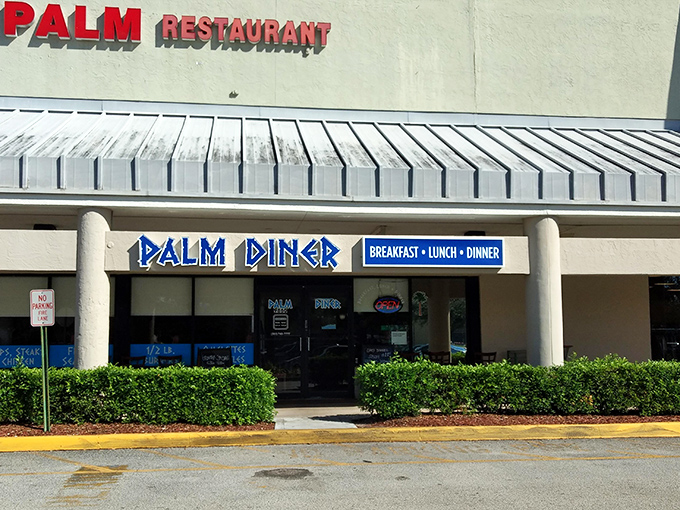 The blue neon glow of Palm Diner beckons hungry travelers like a lighthouse for the famished. No fancy frills, just the promise of honest-to-goodness food.