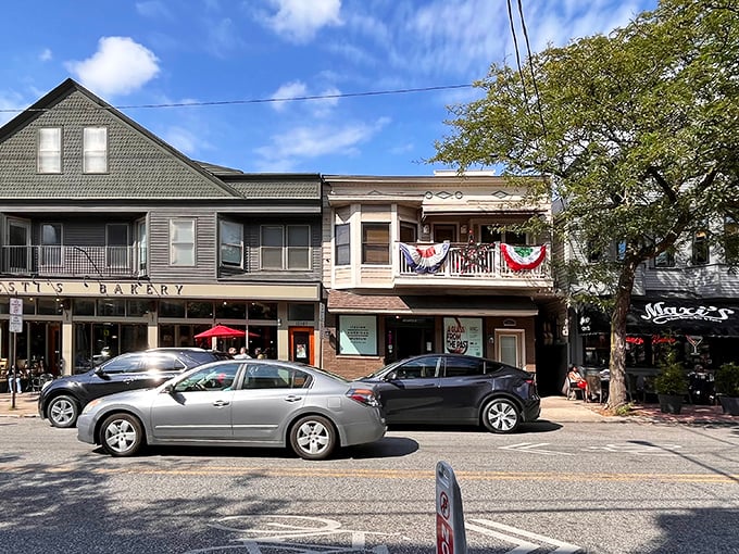 Presti's iconic storefront in Cleveland's Little Italy stands as a beacon of hope for carb enthusiasts everywhere. The red umbrellas practically whisper, "Pastries this way!"