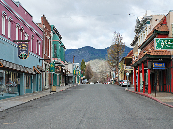 Yreka's historic downtown invites you to slow down and savor small-town charm, where brick buildings whisper Gold Rush tales under the watchful gaze of mountain slopes.