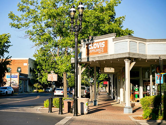 Old-world charm meets small-town practicality in downtown Clovis, where vintage storefronts and leafy streets create the perfect retirement backdrop.